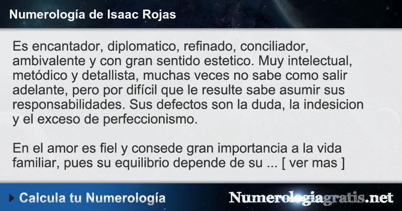Numerología de Isaac Rojas.