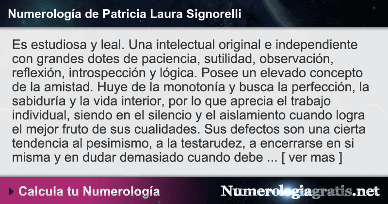 Numerología de Patricia Laura Signorelli.